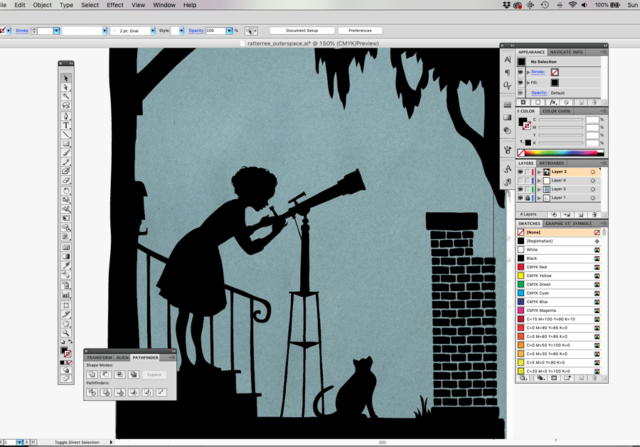 "Space" - a silhouette process using Adobe Illustrator • Alice Ratterree